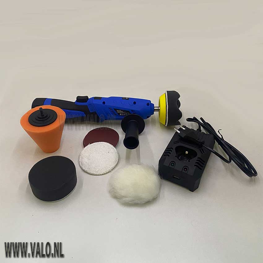 Polijstmachine mini op accu - complete set @ Valo Trading Ridderkerk