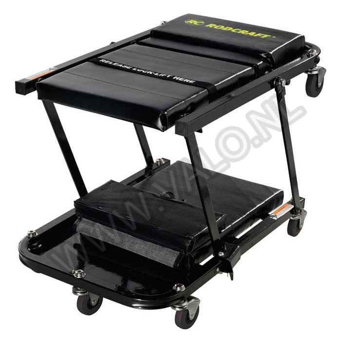 Opvouwbaar ligbed Rodcraft RSF 01 eenvoudig onder uw auto manouvreren tijdens werkzaamheden